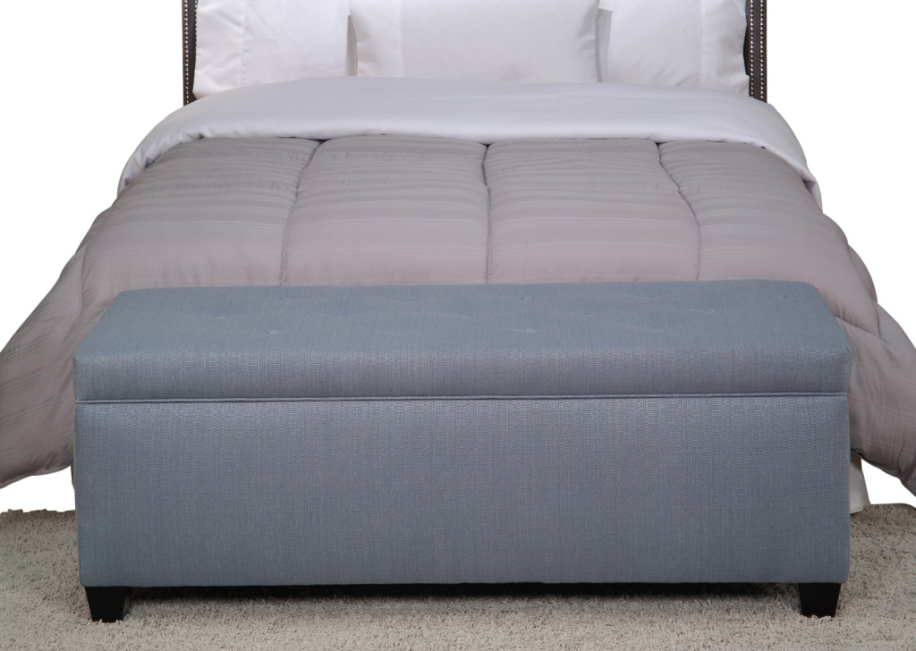 Bay Blue Button Tufted Shoe Storage Bench | The Sole Secret | The ...