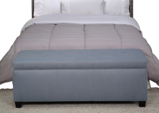 Bay Blue Button Tufted Shoe Storage Bench | The Sole Secret | The ...
